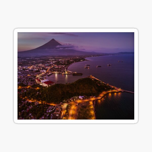 "Mayon Volcano sunset sunrise birds eye view " Sticker for Sale by ...