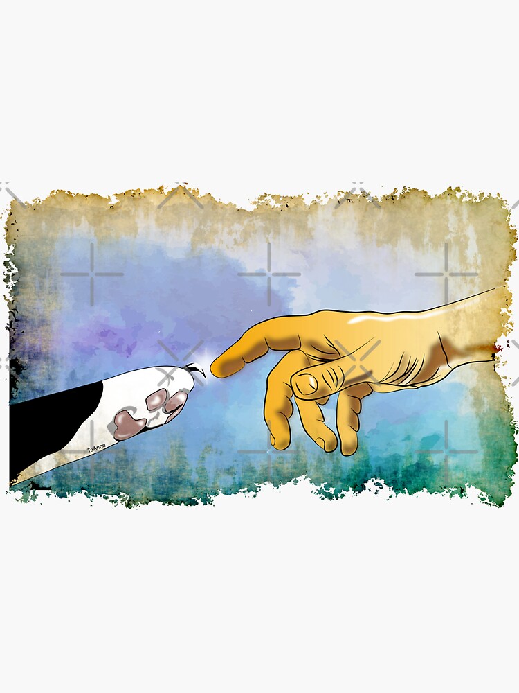 " Finger of God Paw of Cat on Blue" Sticker for Sale by TeAnne | Redbubble