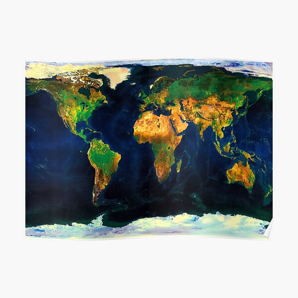 "Planet Earth • Atlas Terrain World Map" Poster for Sale by ...