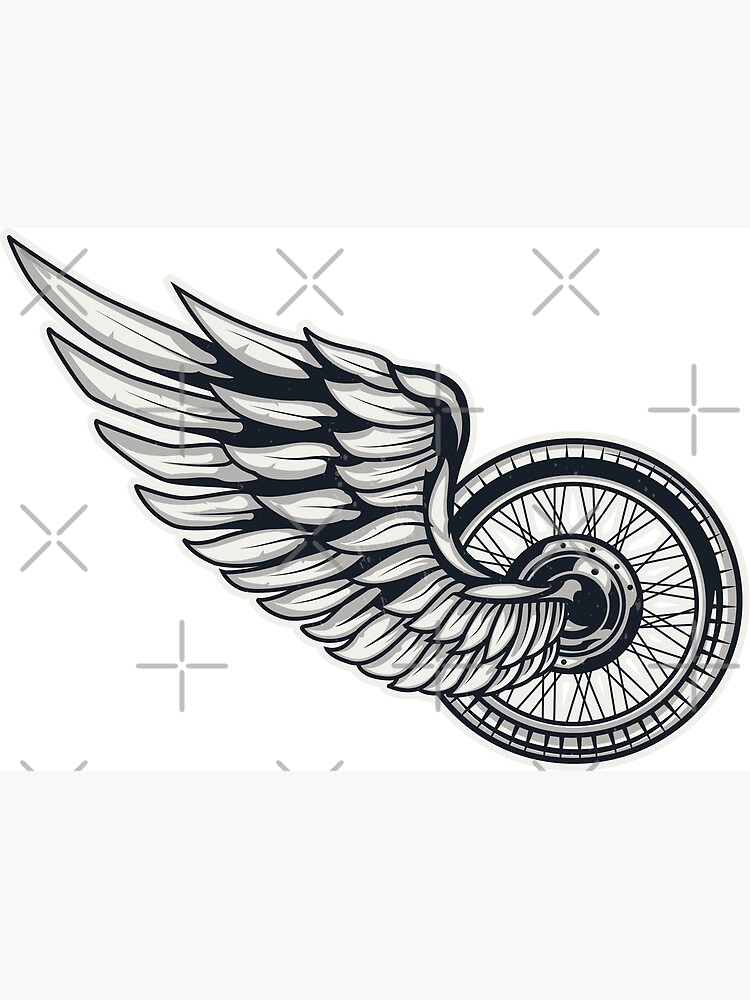 "Motorcycle wheel with wing" Poster for Sale by thesmokeydogs | Redbubble