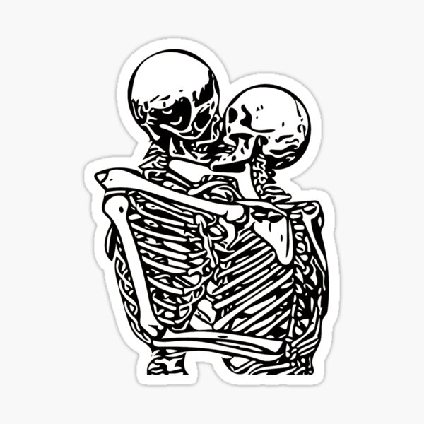 "Kissing skeletons rib cage" Sticker by lostintimeinc | Redbubble