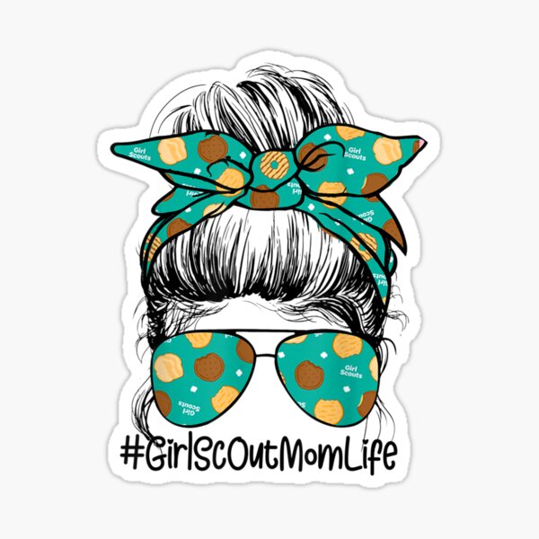 "Momlife Messy Bun Scout For Girls Cookie Mom" Sticker by Nellieartist ...