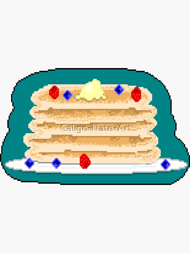 "Pixelated Pancake" Sticker by Caligo-Nate-Art | Redbubble