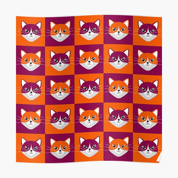 "Cat face patterns " Poster for Sale by CoolArtByMboya | Redbubble
