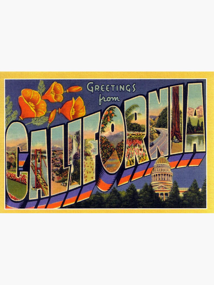 "Vintage California Travel Postcard" Sticker for Sale by pdgraphics ...