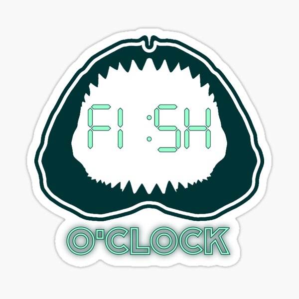 "SHARK JAW FISH O CLOCK" Sticker for Sale by KKBS2022 | Redbubble