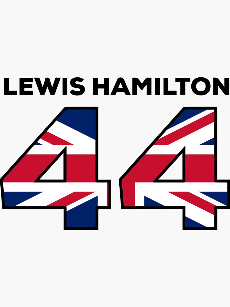"Lewis Hamilton 44 UK Logo" Sticker by TheTimbe | Redbubble