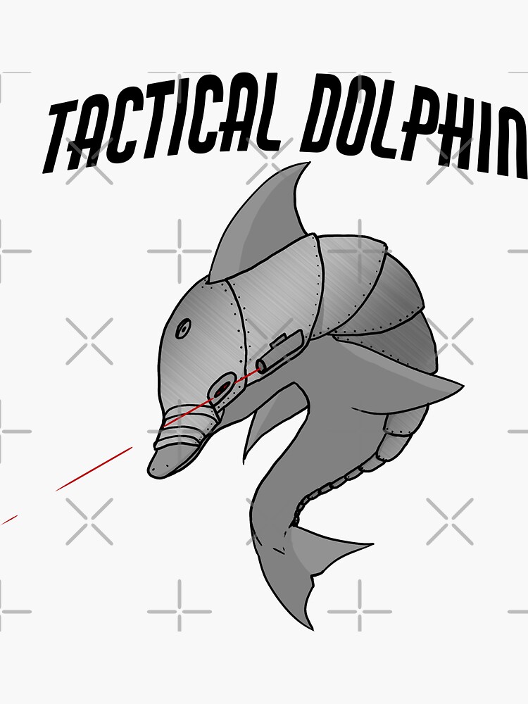 "Tactical Dolphin" Sticker by Chaotic-Crochet | Redbubble