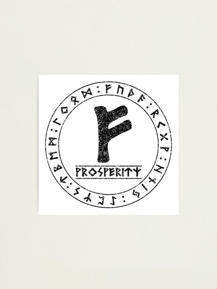 "Rune symbol of wealth Fehu. Old stamp of the pagan rune circle ...
