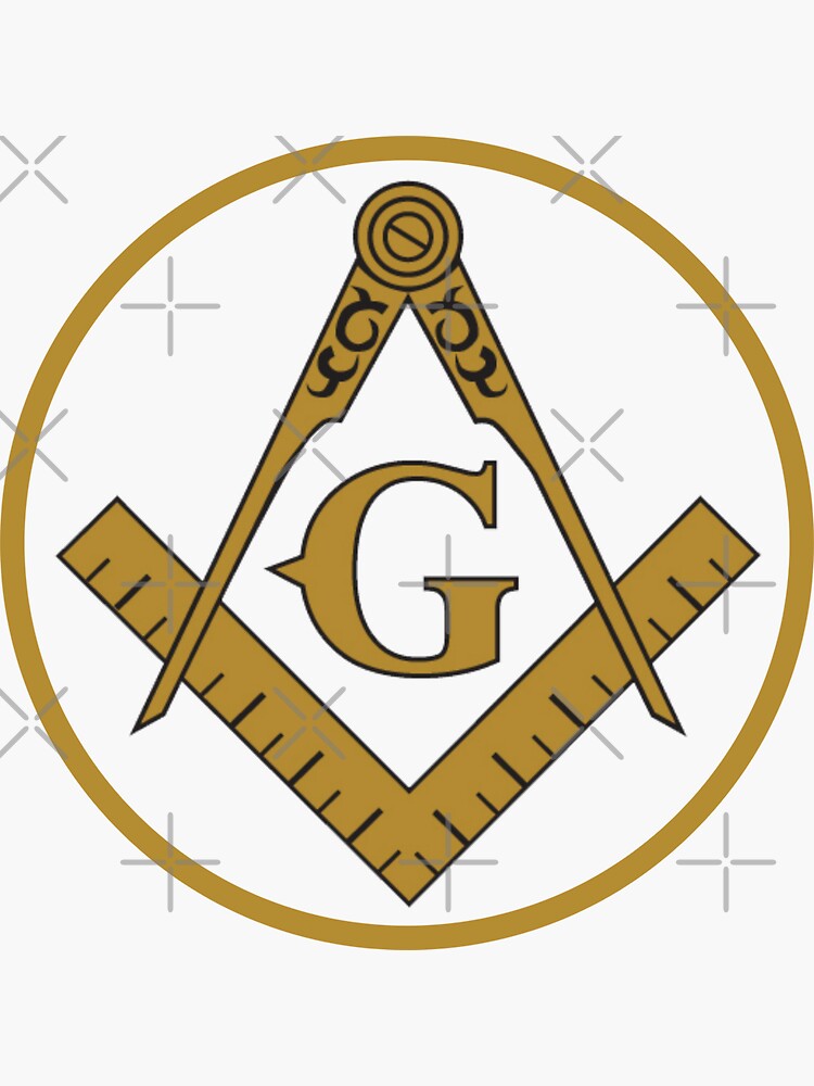 "Freemason Gold Square and Compass in Circle Frame Masonic" Sticker for ...