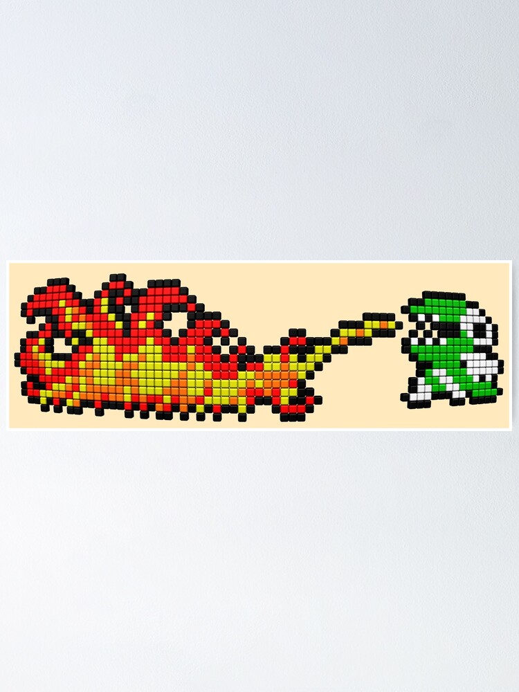 "Dig Dug Fygar Flame" Poster for Sale by Pixel-Play | Redbubble