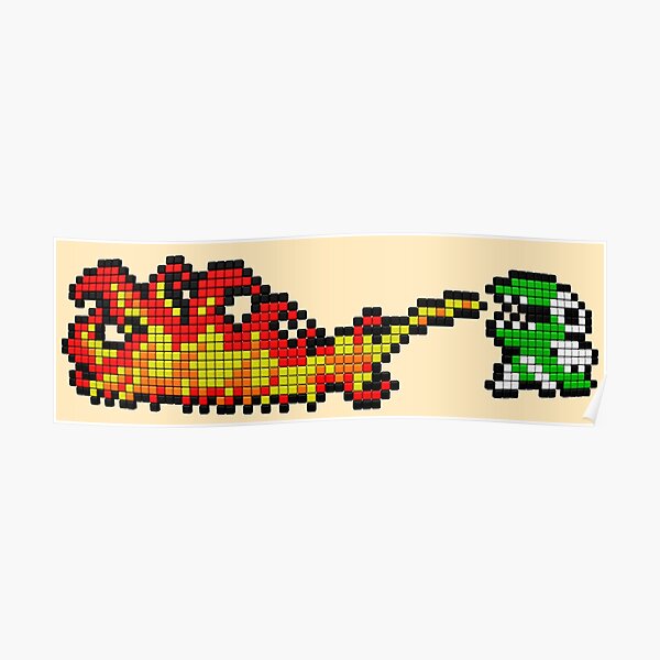 "Dig Dug Fygar Flame" Poster for Sale by Pixel-Play | Redbubble