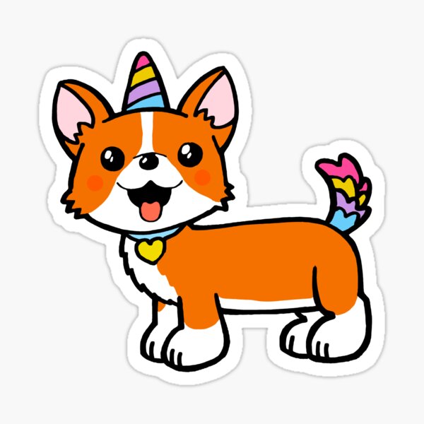 Pegatina «Corgi-Corn, Unicornio pug, Unicornio, Corgi, Cachorro, Mítico ...