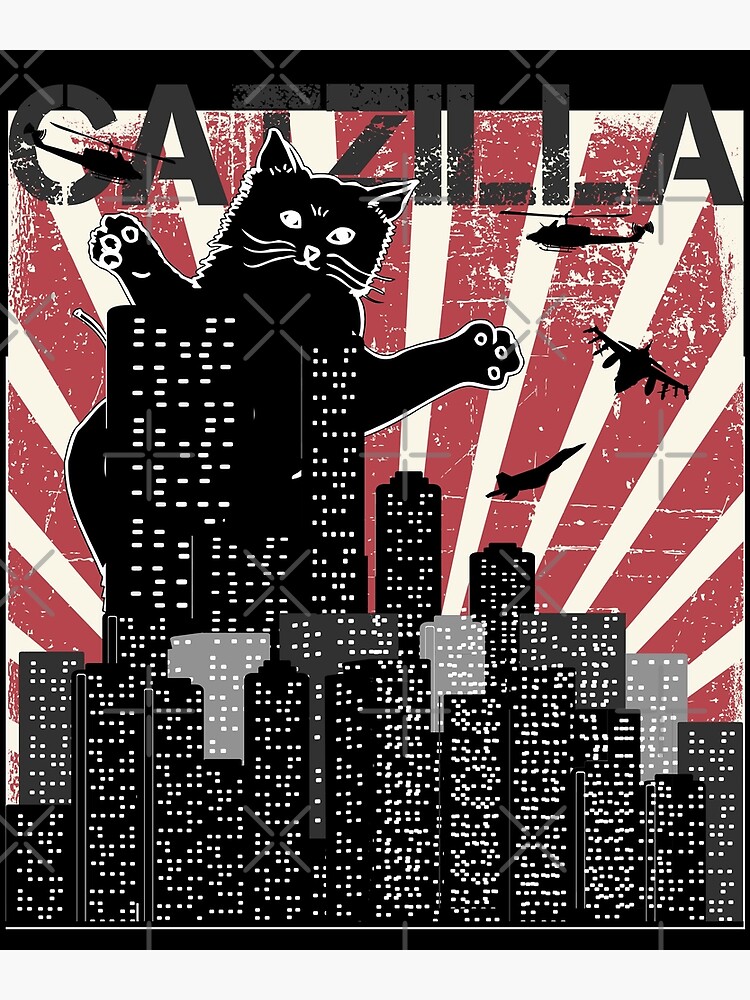 Catzilla | Catzilla Cat Japanese Vintage Sunset Style Cat Kitten Lover ...