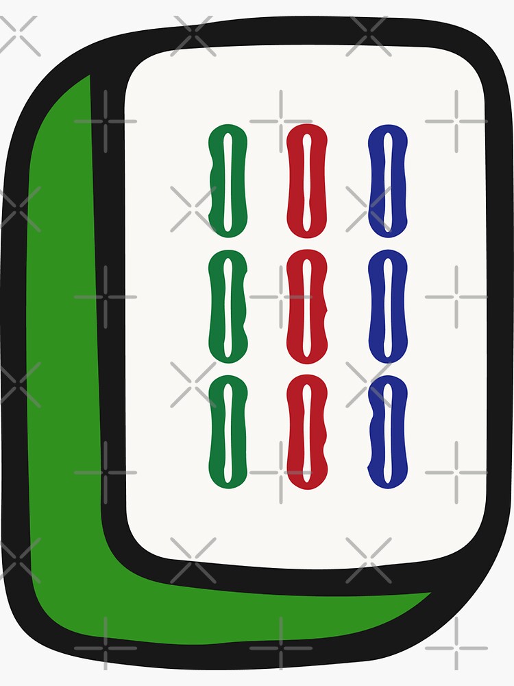 "Nine Bamboo Stick String Jiu Tiao 索 Tile. It's Mahjong Time!" Sticker ...