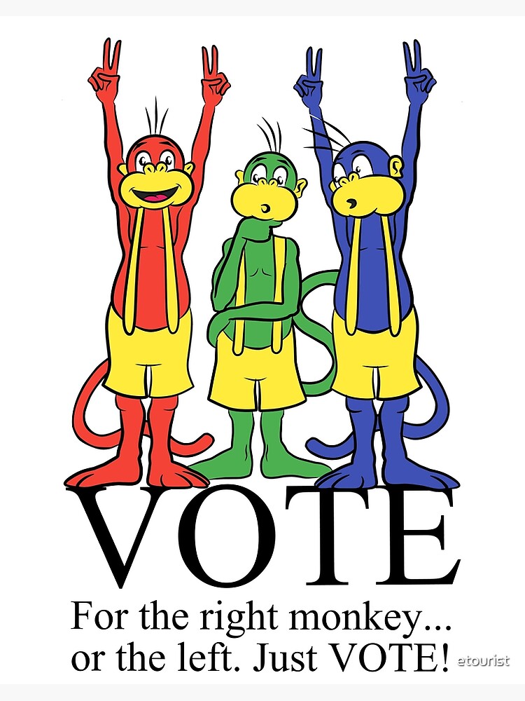 "Political Monkey Vote Election Candidate Left Right Rally | Three Wise ...