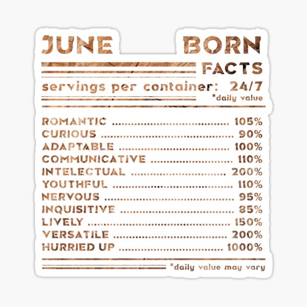 "June Born Facts" Sticker for Sale by Hibridium | Redbubble
