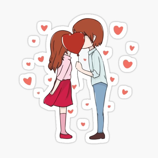 "Cute happy couple in love embrace and kissing" Sticker for Sale by ...