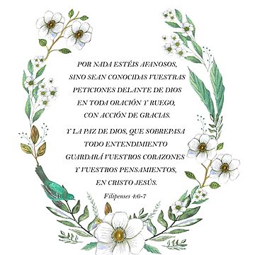 "Filipenses 4:6-7, Spanish Bible Verse" Sticker for Sale by ...