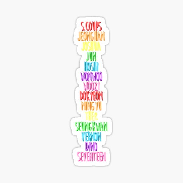 "Seventeen names" Sticker by Lilyniki | Redbubble