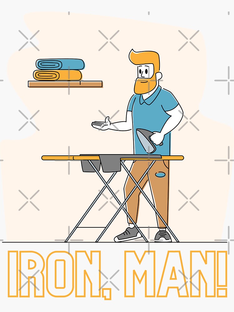 "Iron Man - Funny Pun" Sticker for Sale by BaldingSnail | Redbubble