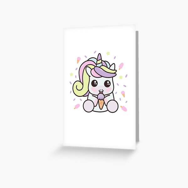 "Kawaii Cute Magical Pastel Ice Cream Unicorn Sweetcore" Greeting Card ...