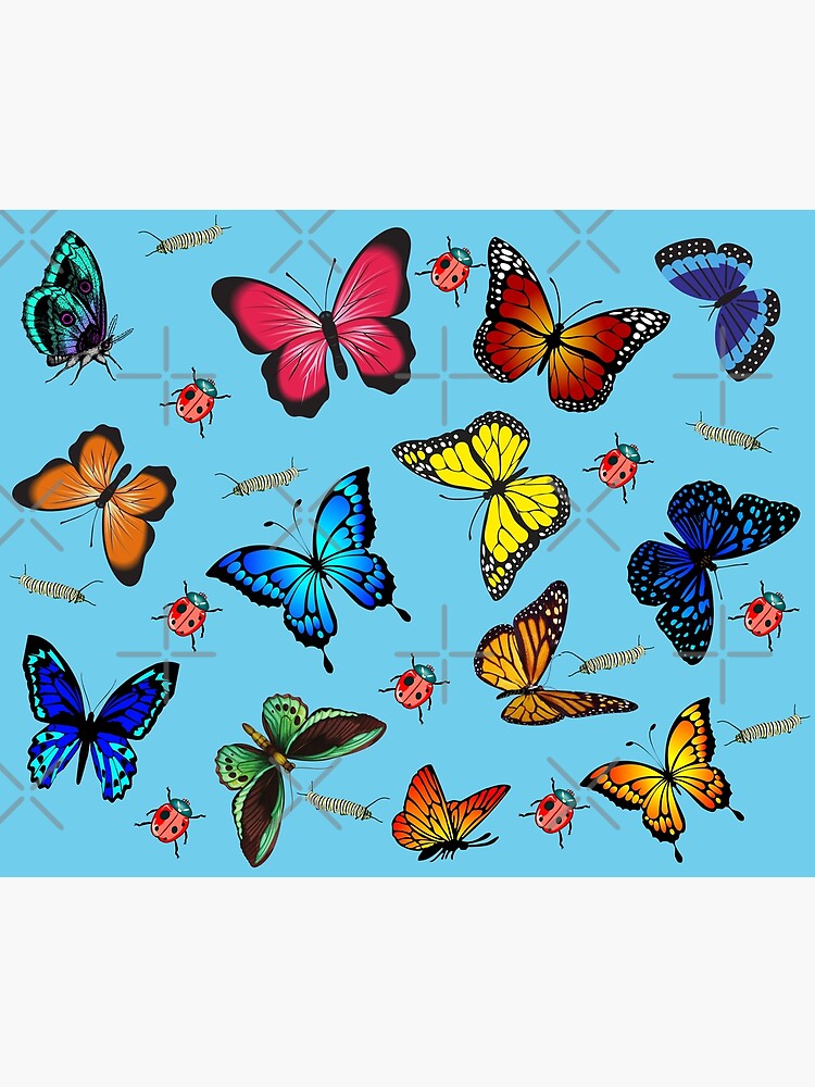 "Butterflies, caterpillars and ladybirds" Poster for Sale by Bogarka ...