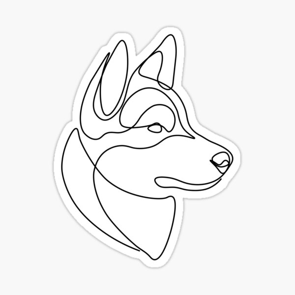 "One line husky" Sticker for Sale by TheMoodyQueen | Redbubble