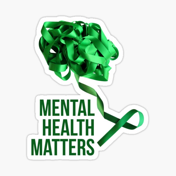 "Mental Health Matters - Green Ribbon Awareness" Sticker for Sale by ...