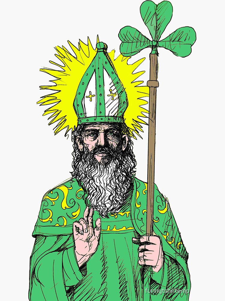 "Saint Patrick Drawing Sketch St Patricks Day" Sticker for Sale by ...
