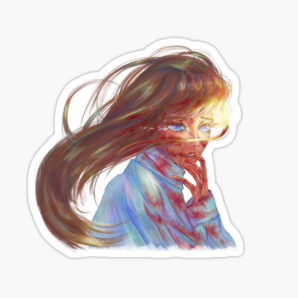"Sad Bloody Anime Girl Crying Digital Art" Sticker for Sale by nour ...