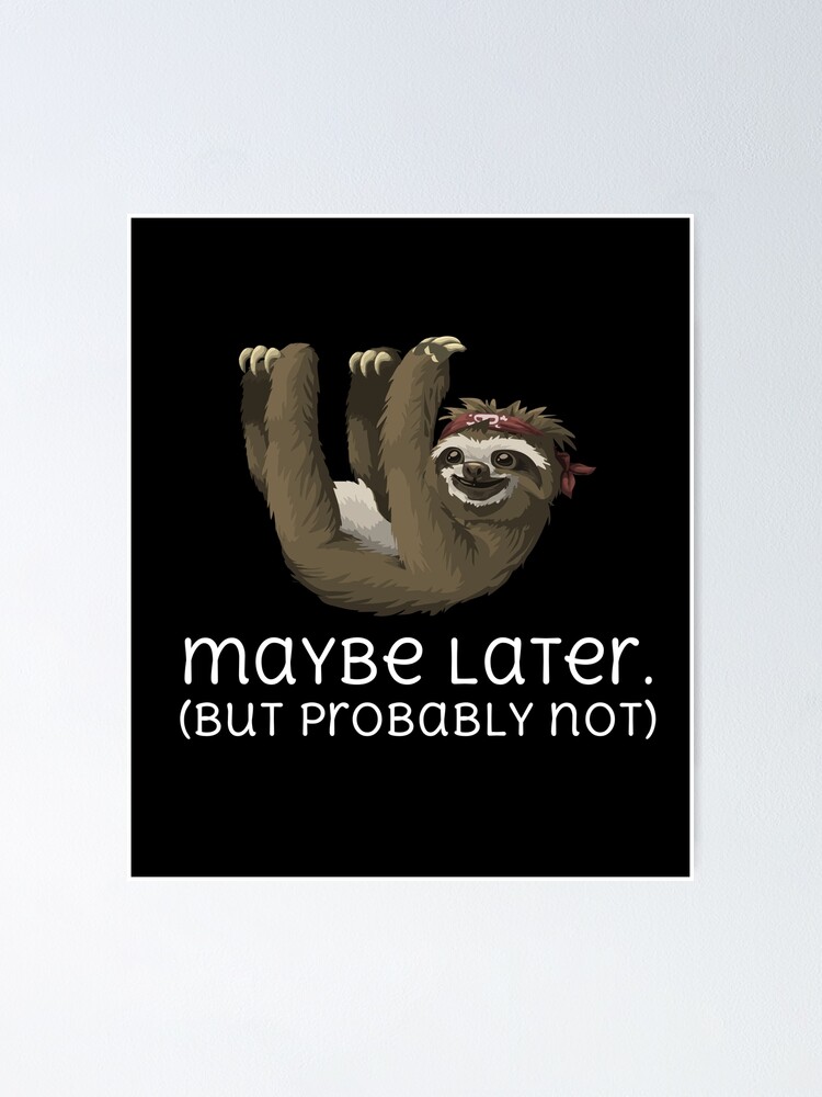 "Sloth - Maybe Later but probably not funny mens womens boys girls kids ...