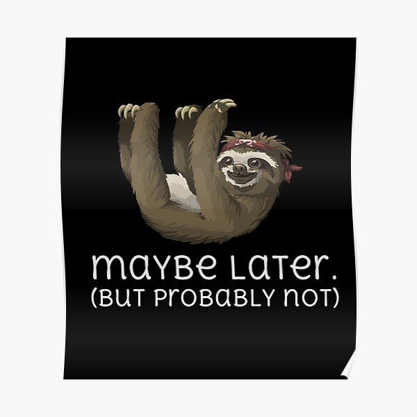 "Sloth - Maybe Later but probably not funny mens womens boys girls kids ...