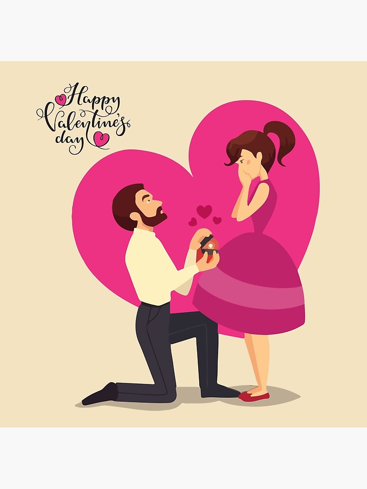 "Marry me cartoon illustration for valentines day." Poster for Sale by ...