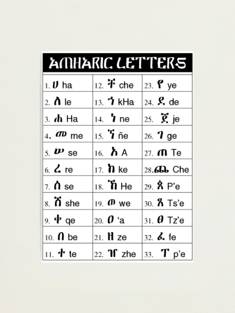 "Ethiopian alphabet -Amharic hahu" Photographic Print for Sale by ...