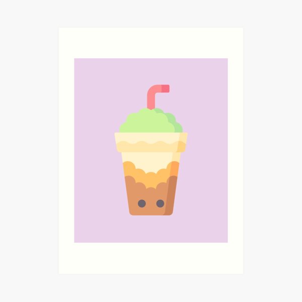 "Kawaii Milk tea bubble matcha pixel art " Art Print for Sale by ...