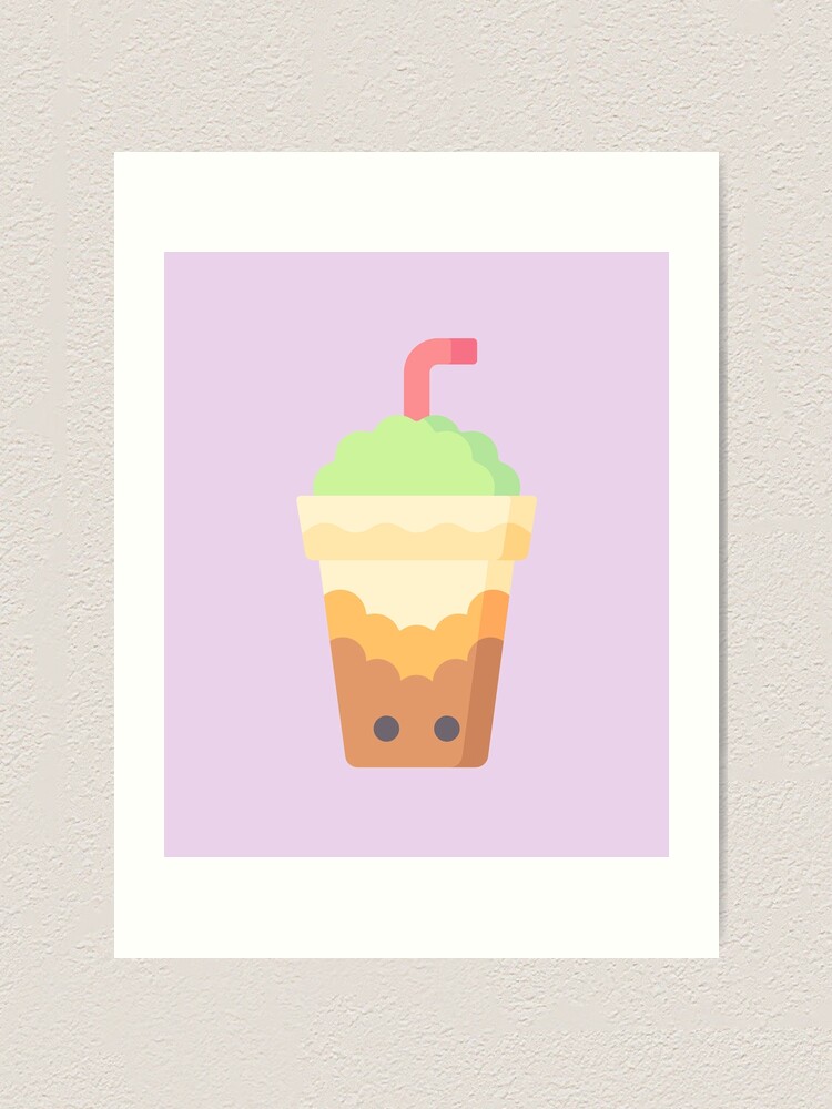"Kawaii Milk tea bubble matcha pixel art " Art Print for Sale by ...