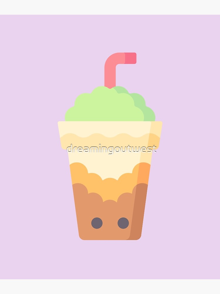 "Kawaii Milk tea bubble matcha pixel art " Art Print for Sale by ...