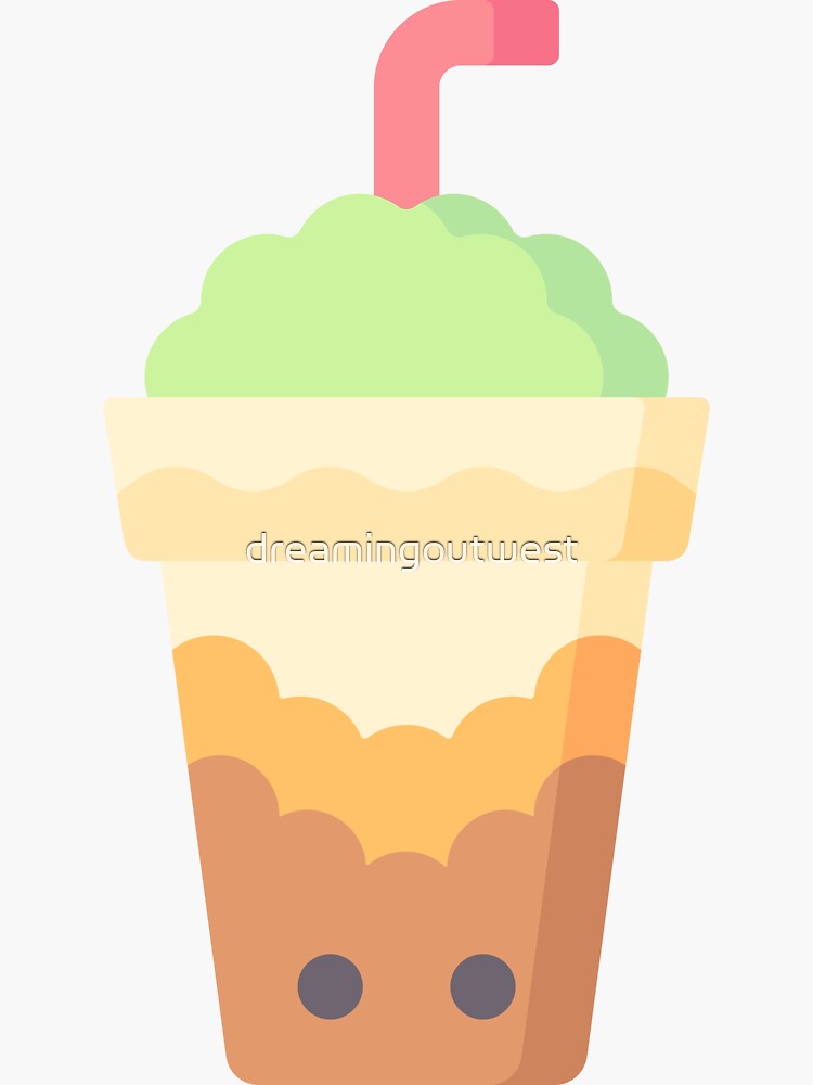 "Kawaii Milk tea bubble matcha pixel art " Sticker for Sale by ...