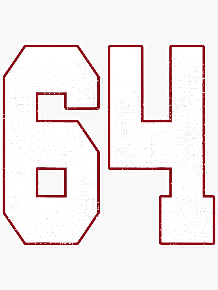 "64 Outline Number 64 Fan Varsity Sports Team Blue Jersey T-Shirt ...