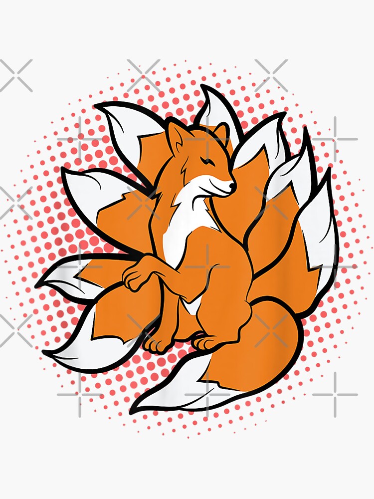 Pegatina «Nine Tailed Kitsune Japanese Fox Kami Inari para niñas y ...