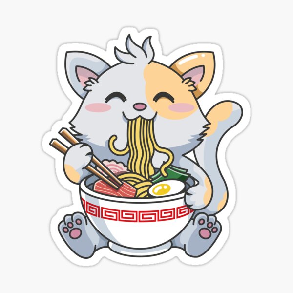 "Anime Noodle Cat" Sticker by TheGrooveShack | Redbubble