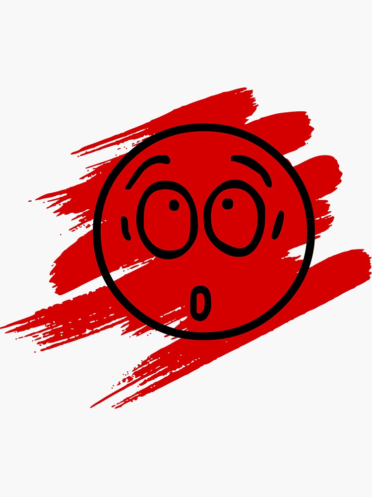Pegatina «Cara sonriente sorprendida con diseño de trazos de pincel ...