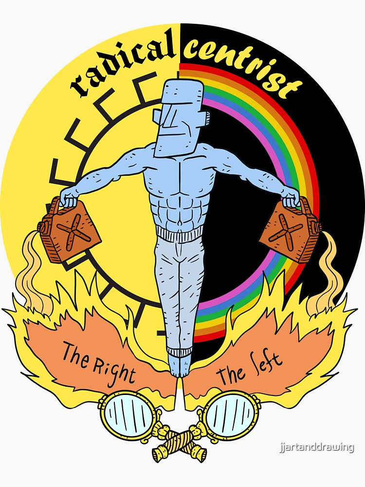"radical centrist emblem. anti radicalism." Sticker by jjartanddrawing ...