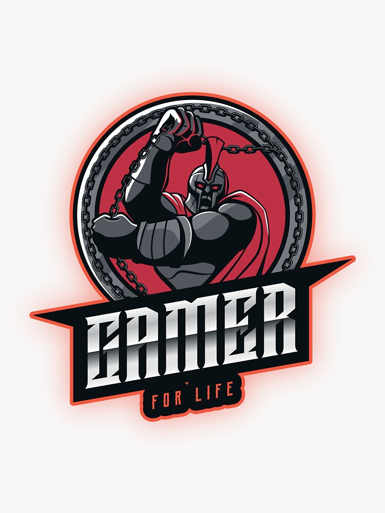 "Gamer for Life with Fierce Spartan Warrior" Sticker by PRIVARSHU ...