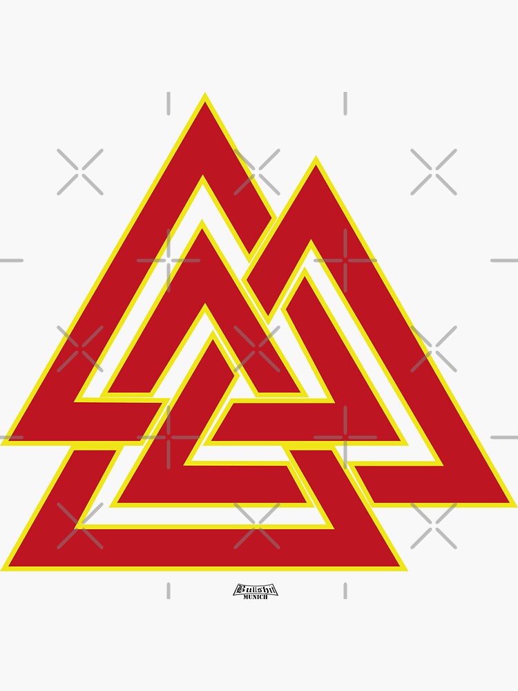 "Valknut red and yellow on black" Sticker for Sale by Exilant | Redbubble