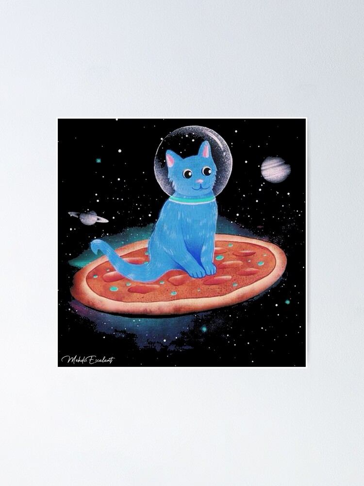 "Cat Ride A Pizza Ship in Space " Poster by MehdiDraws | Redbubble