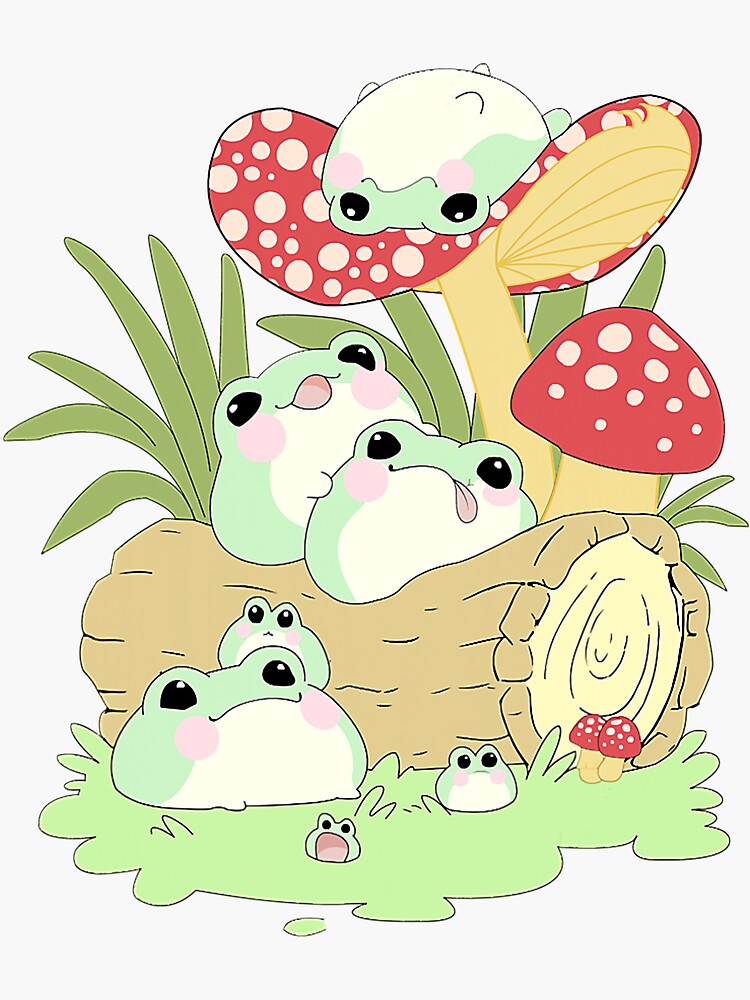 "Cottagecore Aesthetic Frog Lying on Mushroom Cute Frog Lover T-Shirt ...
