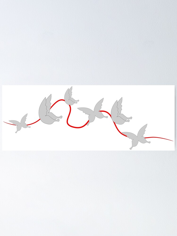 "Silver butterflies on a red string" Poster for Sale by MetaCynth ...