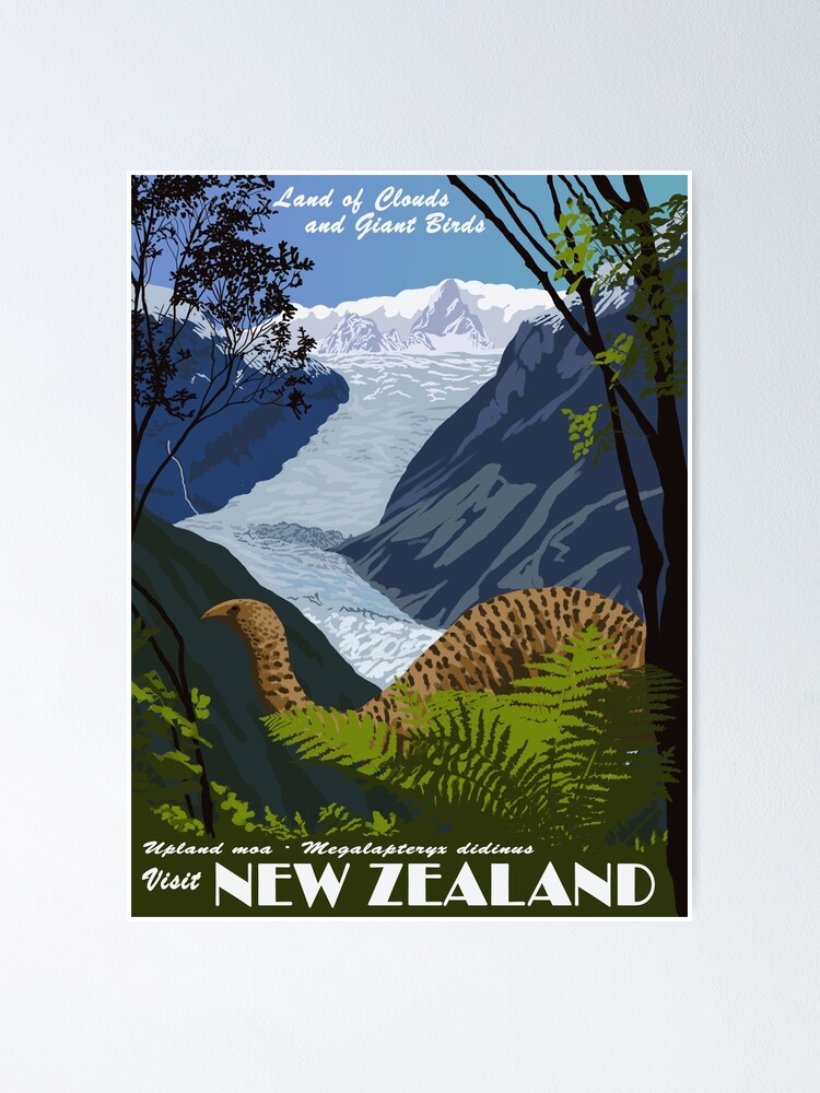 "Visit New Zealand Upland Moa Retro" Poster for Sale by NarwhalerArt ...